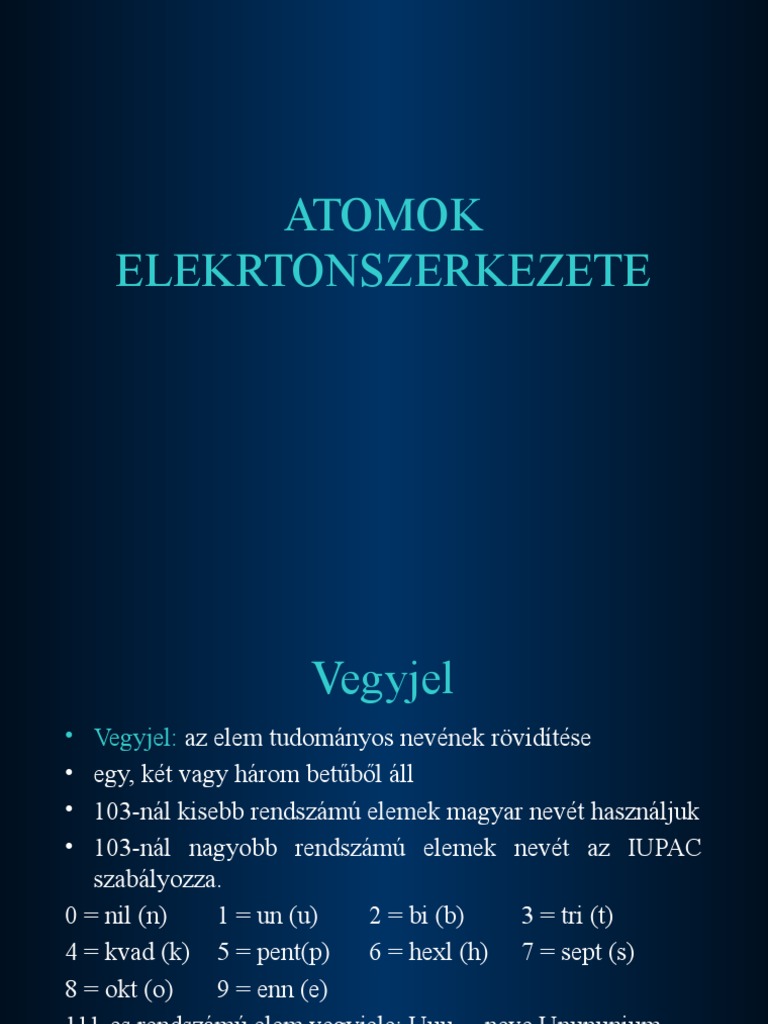 Atomok Elektronszerkezete | PDF