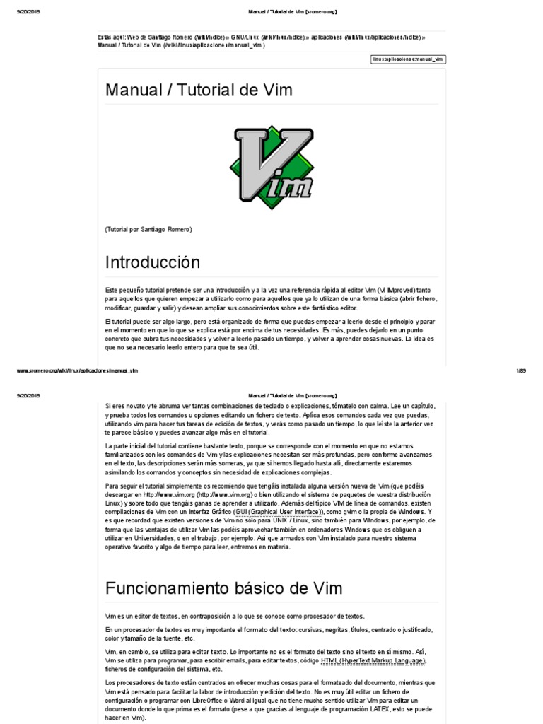 Manual de VIM - S. Romero | PDF | Archivo de computadora | Sistema ...