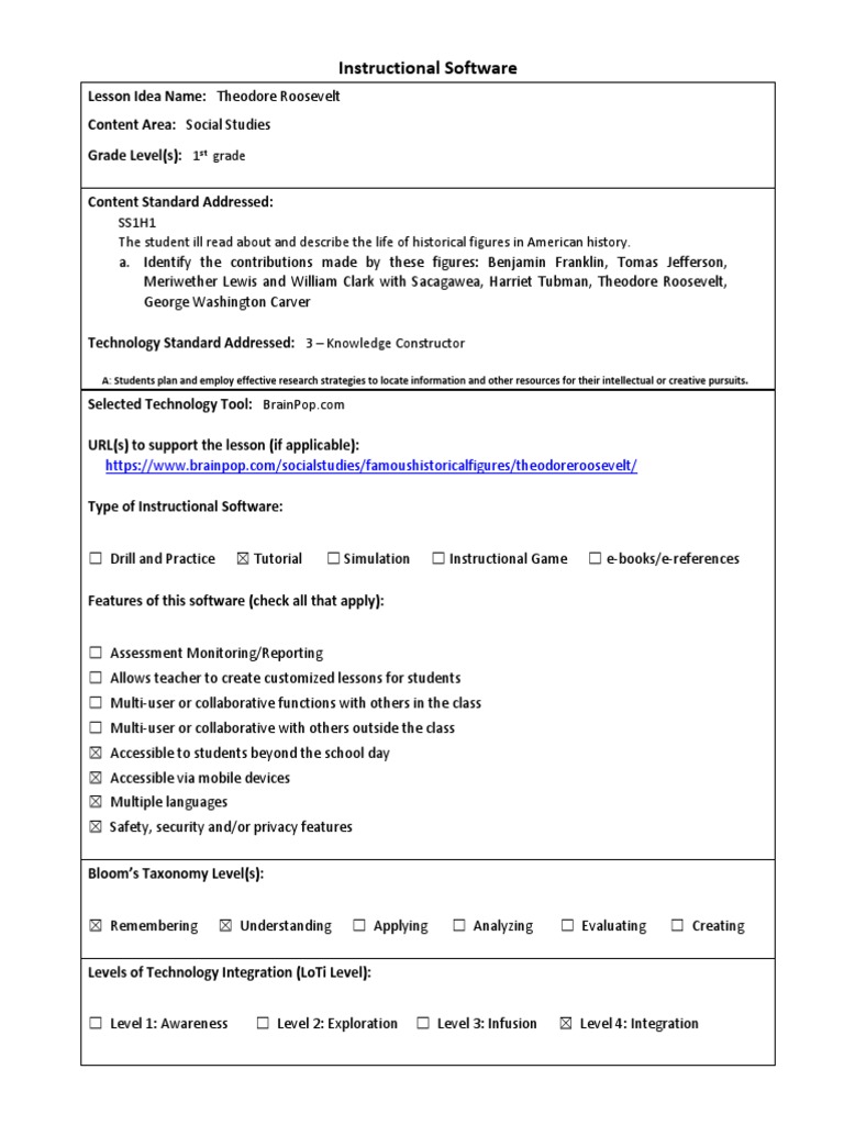 Irene Tiliacos Instructional Software Lesson Idea Template | PDF | Learning | Behavior Modification