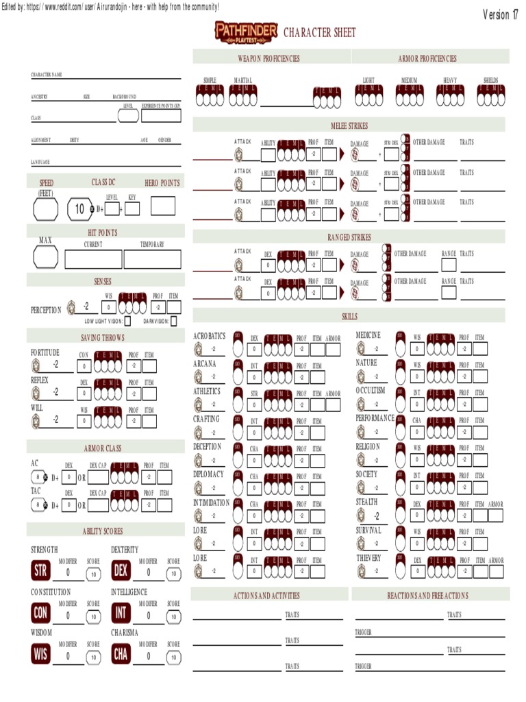 Editable Pathfinder 2e Character Sheet | PDF | Tabletop Games | Fantasy ...