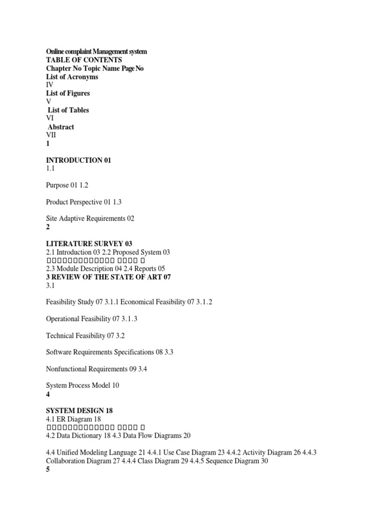 Online Complaint Management System Chapter No Topic Name Page No List ...