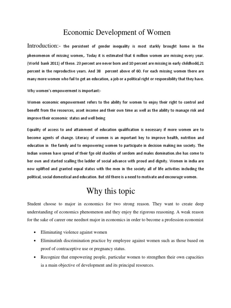 Women Empowerment and Economic Growth | PDF | Empowerment | Sex