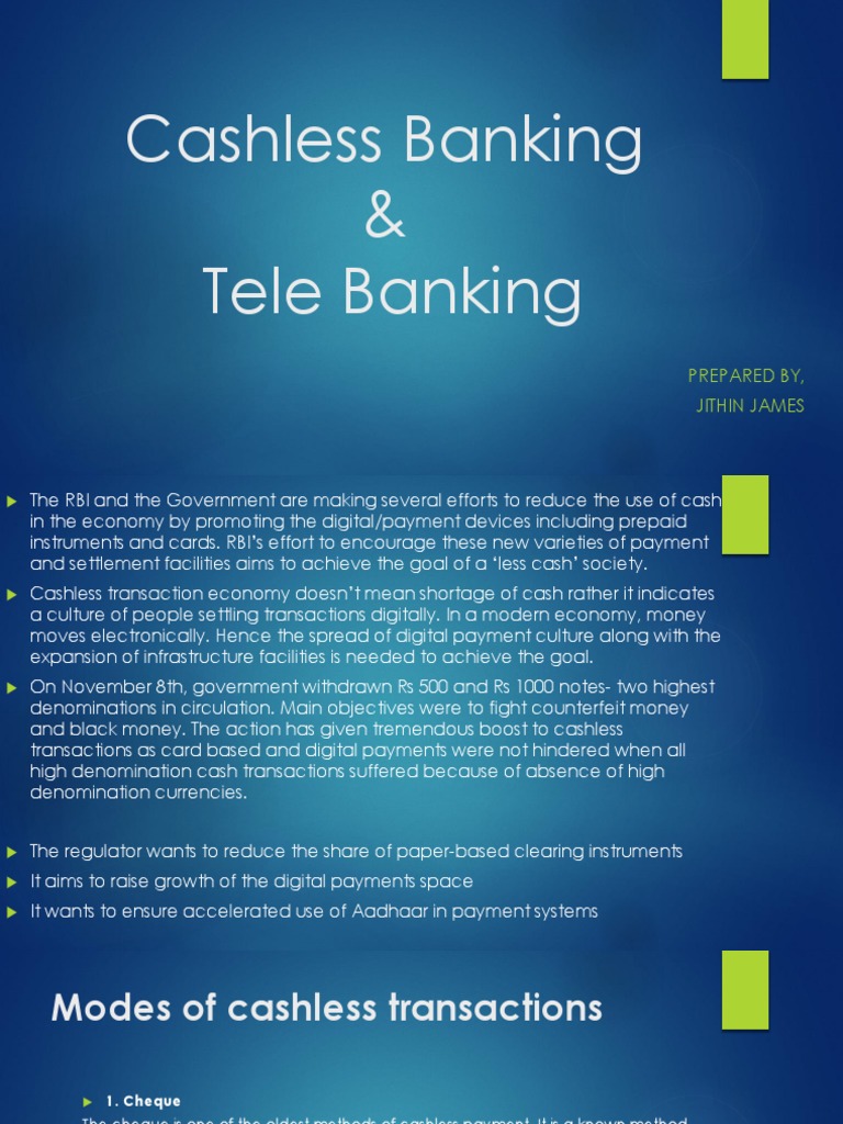 Cashless Banking & Tele Banking | PDF | Debit Card | Credit Card