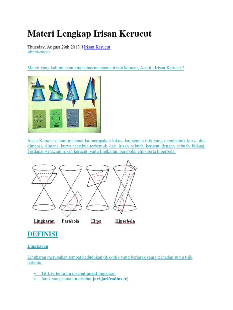 Materi Lengkap Irisan Kerucut | PDF
