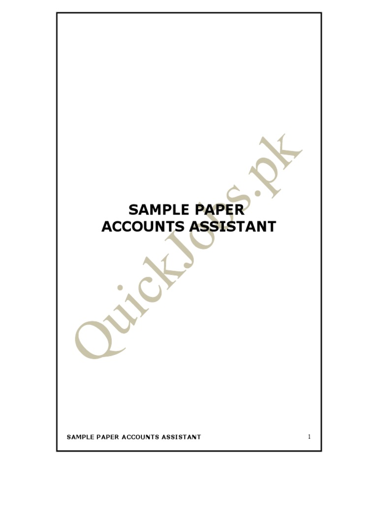 Sample Paper Accounts Assistant | PDF | Financial Accounting | Economies
