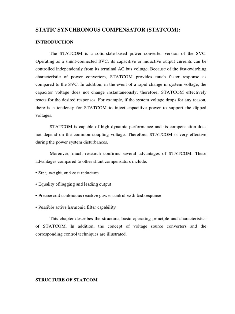 Static Synchronous Compensator (Statcom) | PDF | Ac Power | Capacitor