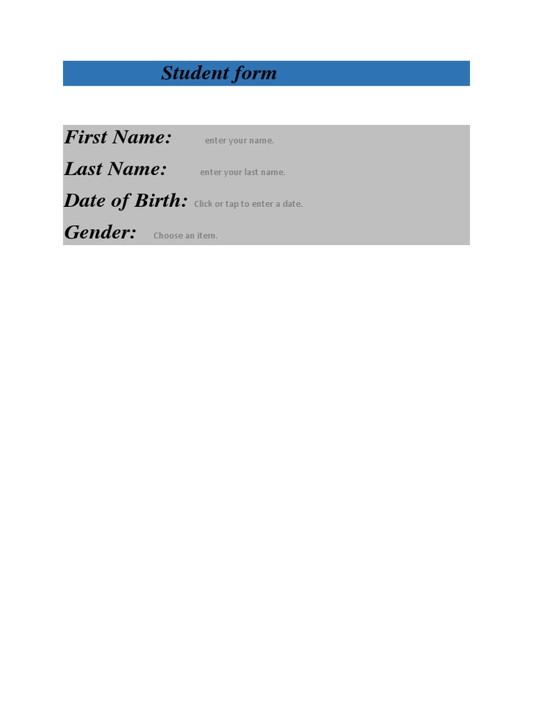 Student Form: Enter Your Name | PDF