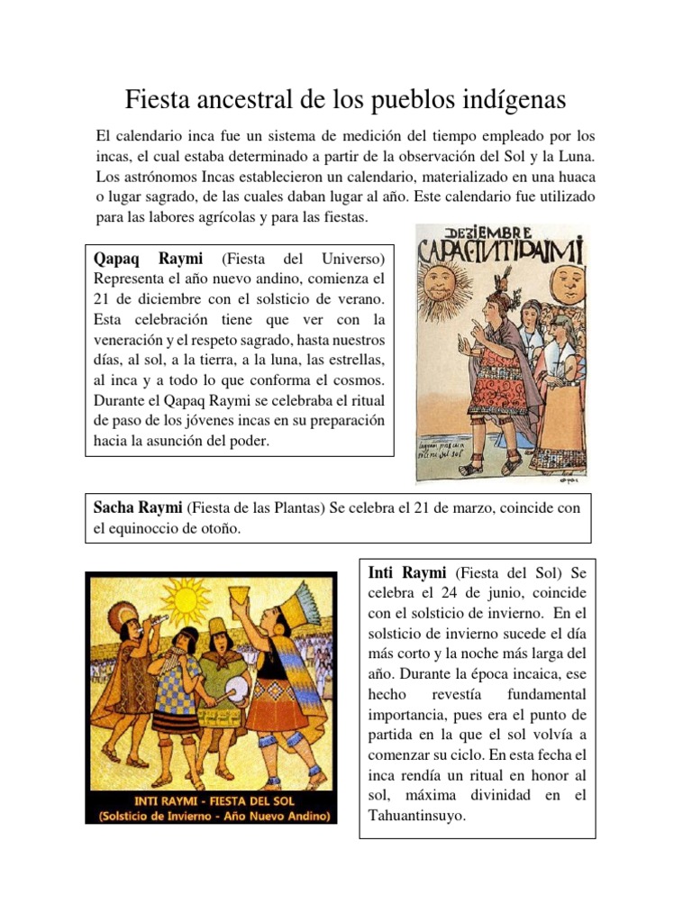 Fiesta Ancestral de Los Pueblos Indígenas | PDF | Imperio Inca | Naturaleza