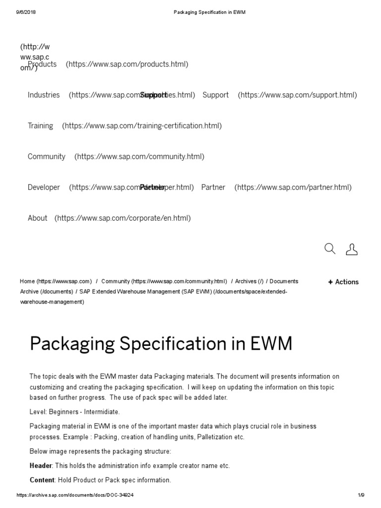 Packaging Specification in EWM | PDF | Packaging And Labeling ...