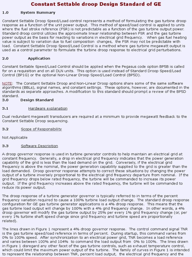 GE Gas Turbine Droop Control Guide | PDF | Electrical Grid | Watt