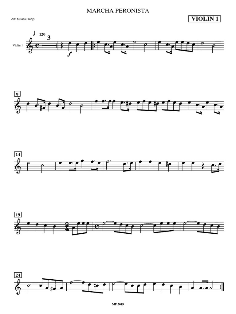 Marcha Peronista - Violín 1 | PDF