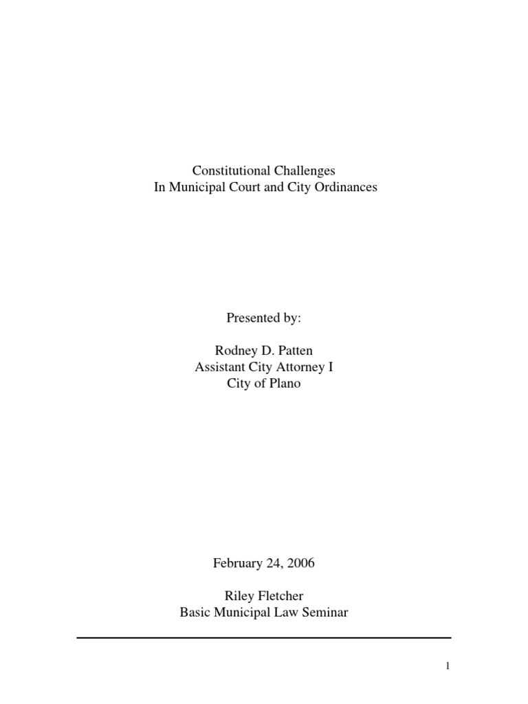 Constitutional Challenges To City Ordinances | PDF | Federal Preemption ...