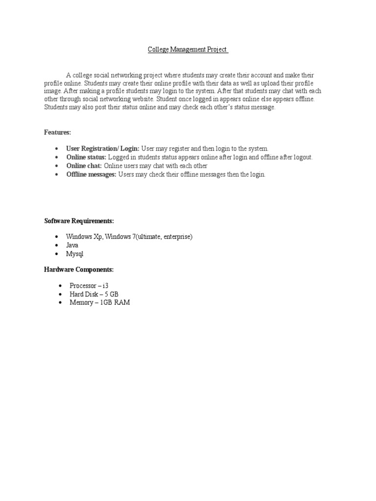 College Management Project: Features | PDF