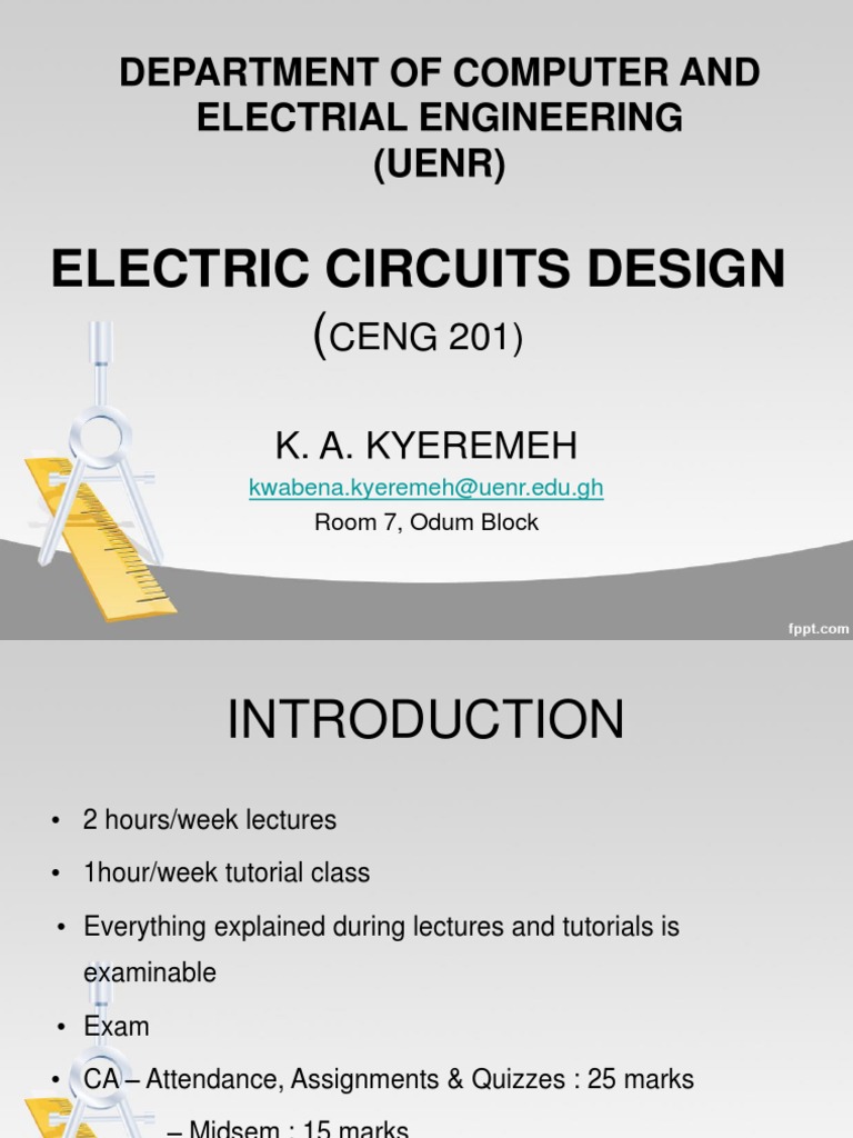 Electric Circuits Design: Department of Computer and Electrial ...
