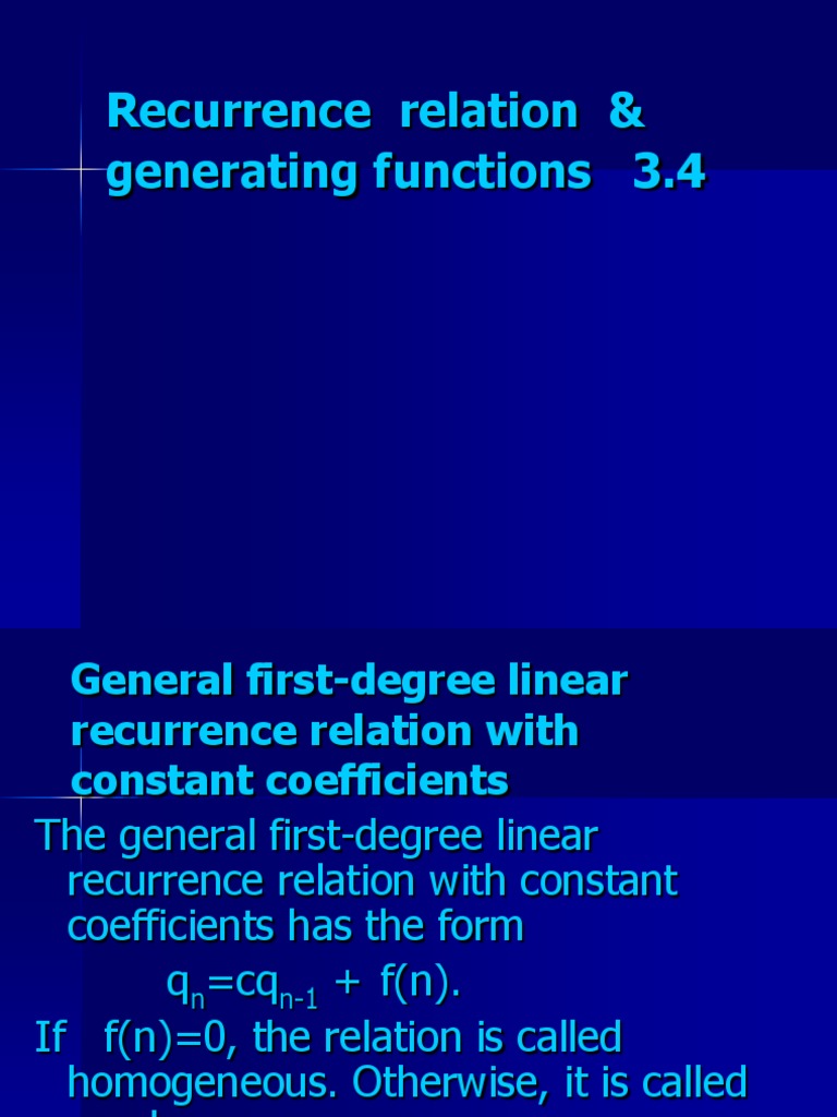 Advanced Recurrence Relations Pdf Recurrence Relation Elementary Mathematics