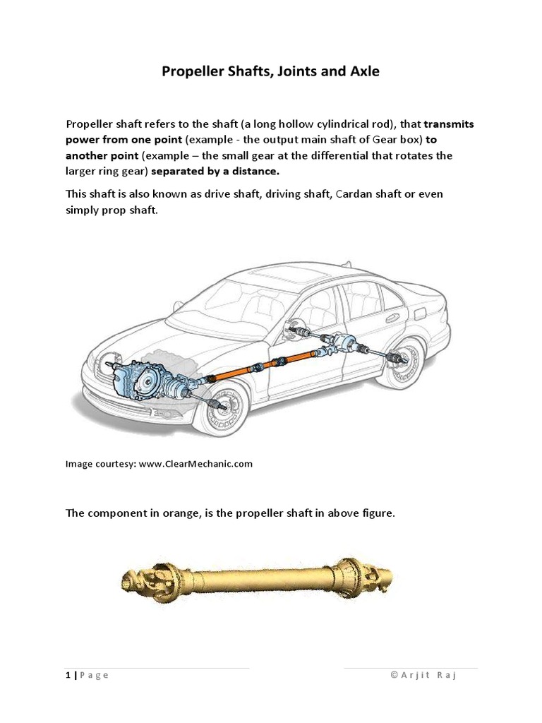 Propeller Shafts Joints and Axle | PDF | Axle | Vehicle Technology