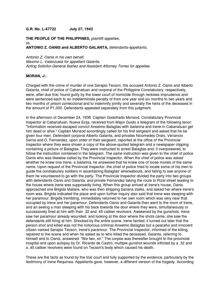 PP Vs Oanis | PDF | Criminal Law | Intention (Criminal Law)