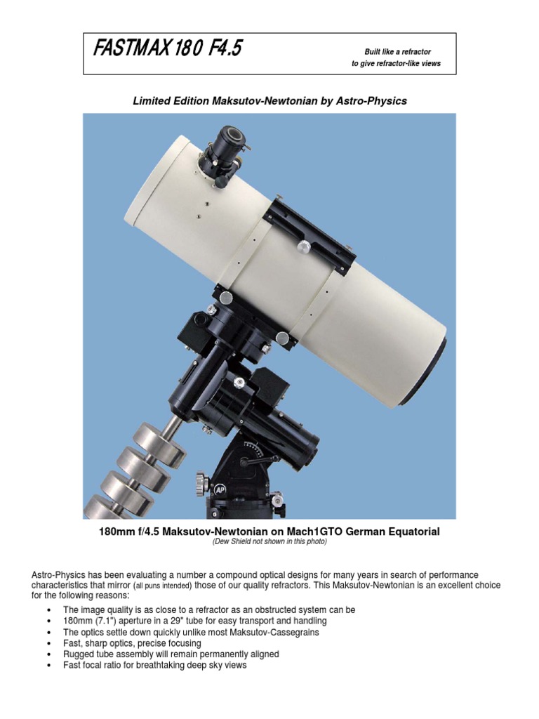 Fastmax 180 F4.5: Limited Edition Maksutov-Newtonian by Astro-Physics ...