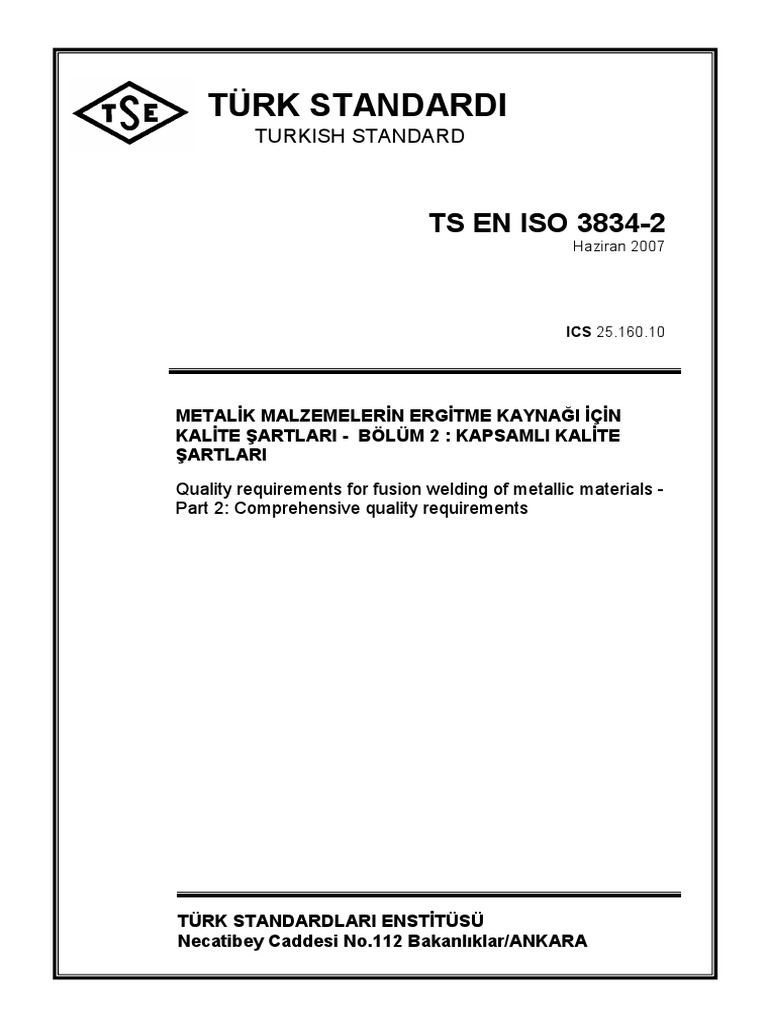 TS en Iso 3834 2 PDF | PDF