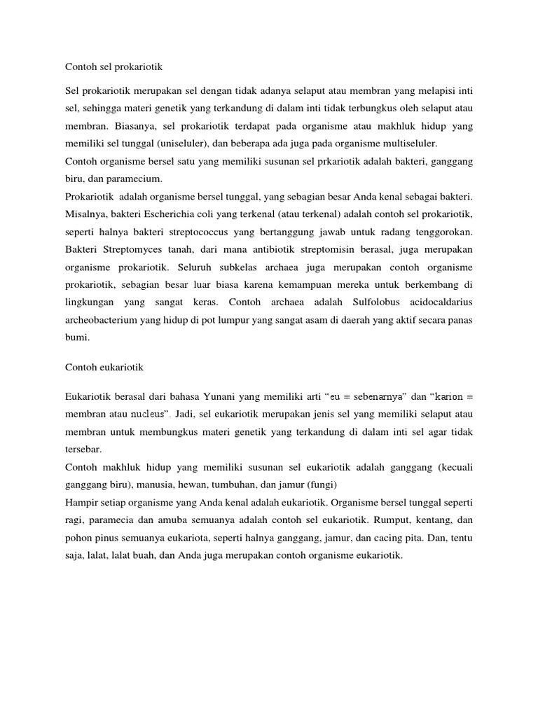 Karakteristik dan Contoh Sel Prokariotik | PDF