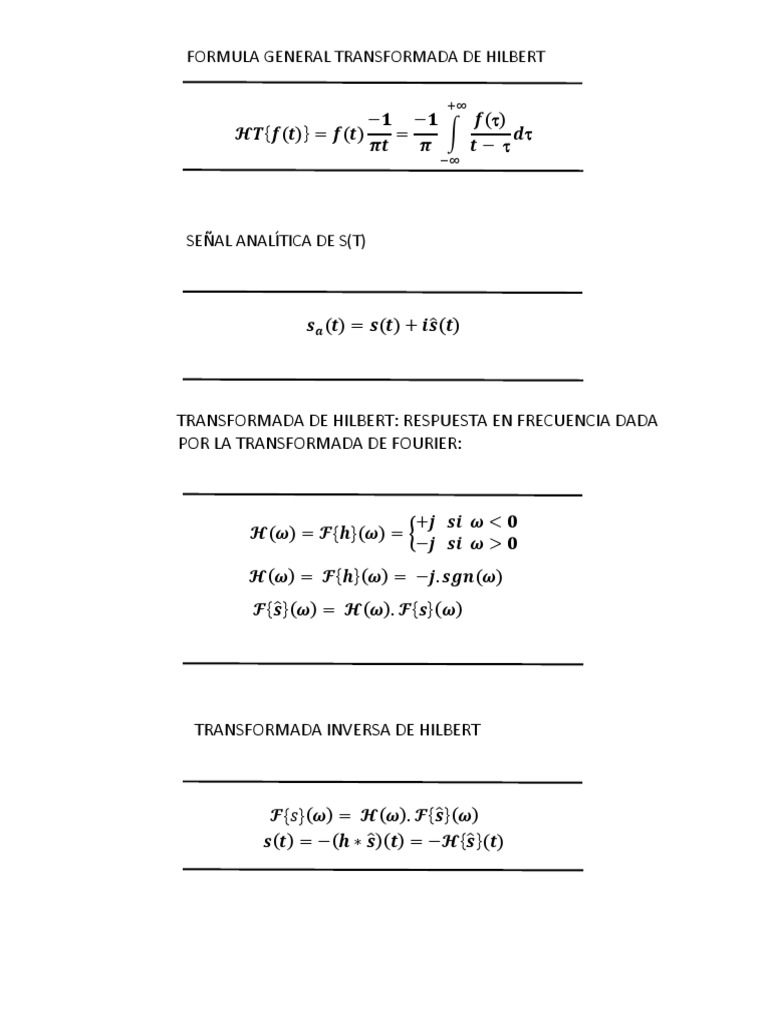 Tabla Transformada de Hilbert | PDF