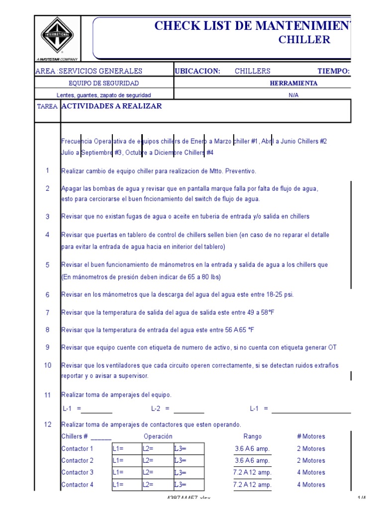 Check List Chillers 12 Ene | PDF | Agua | Naturaleza