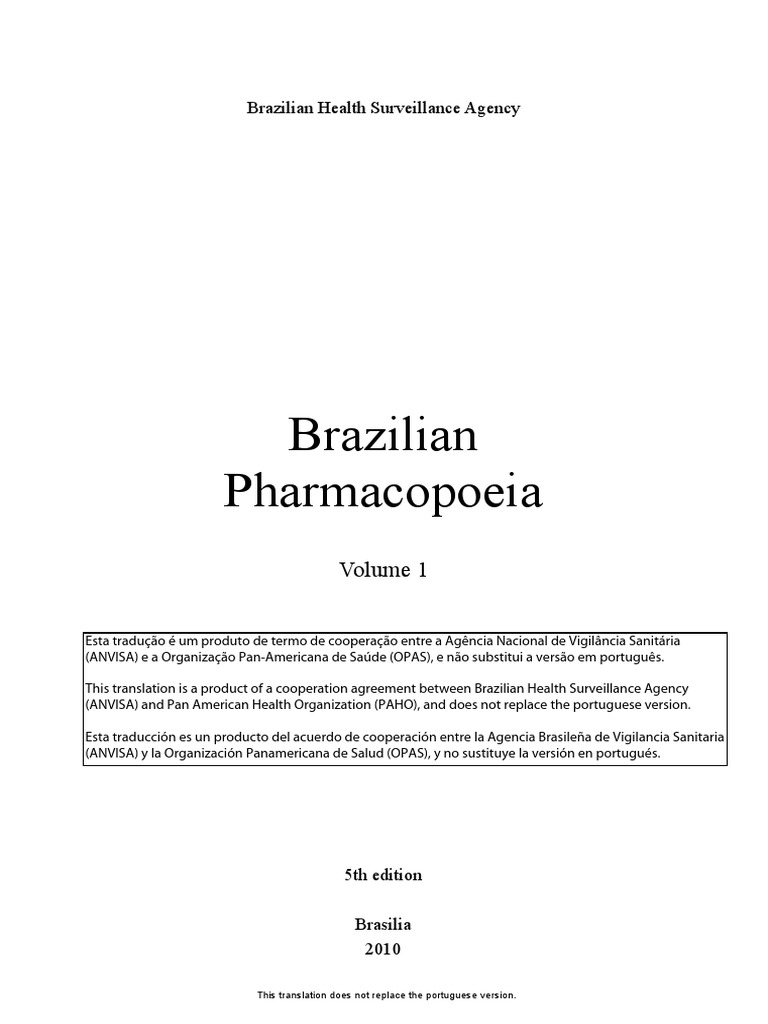 Brazilian Pharmacopoeia | PDF | Farmacêutica | Indústria farmacêutica