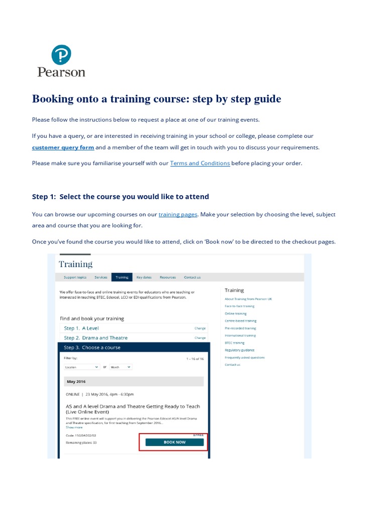 Training Course Booking Guide | PDF | Point Of Sale | Payments