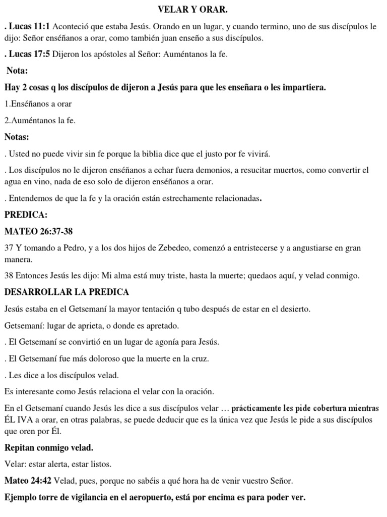 Predica Velar y Orar | PDF | Oración | Jesús
