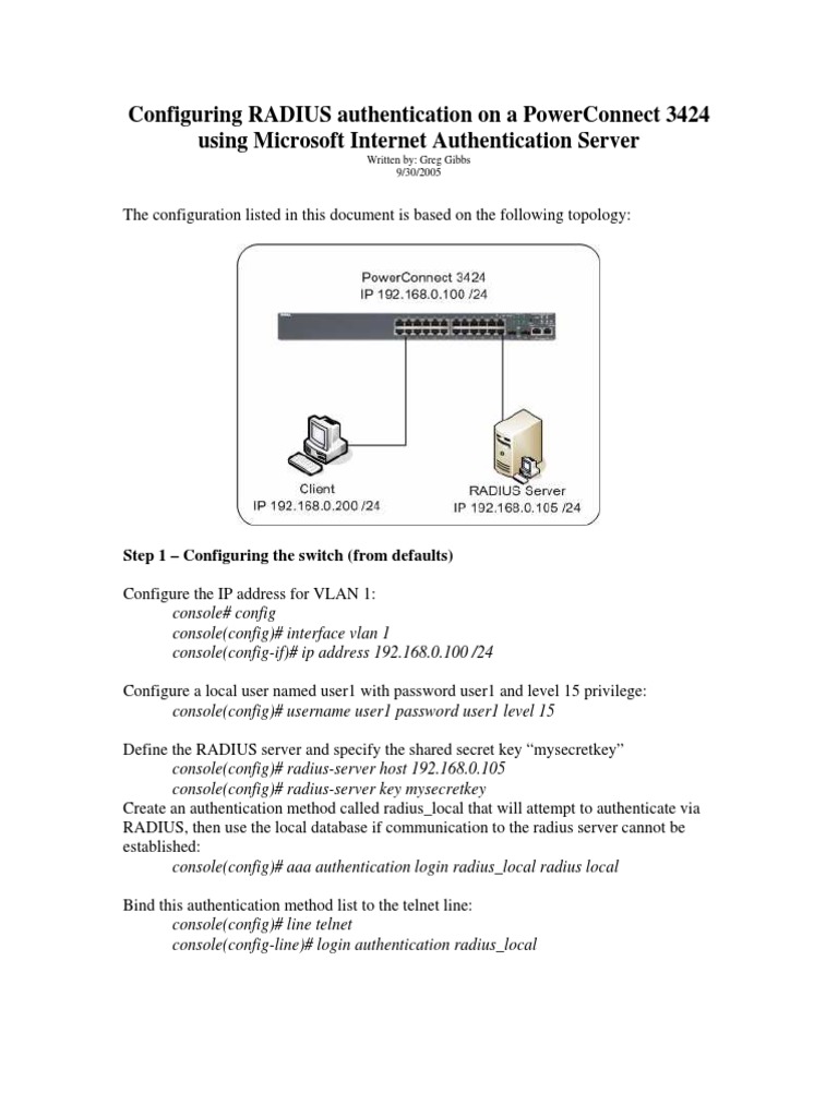 Configuracao Radius Switch | PDF | Radius | Internet Architecture