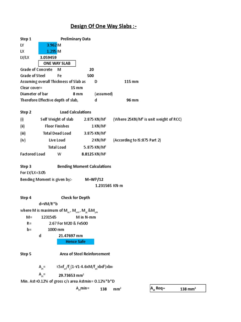 Design of One Way Slab | PDF | Engineering | Architectural Design
