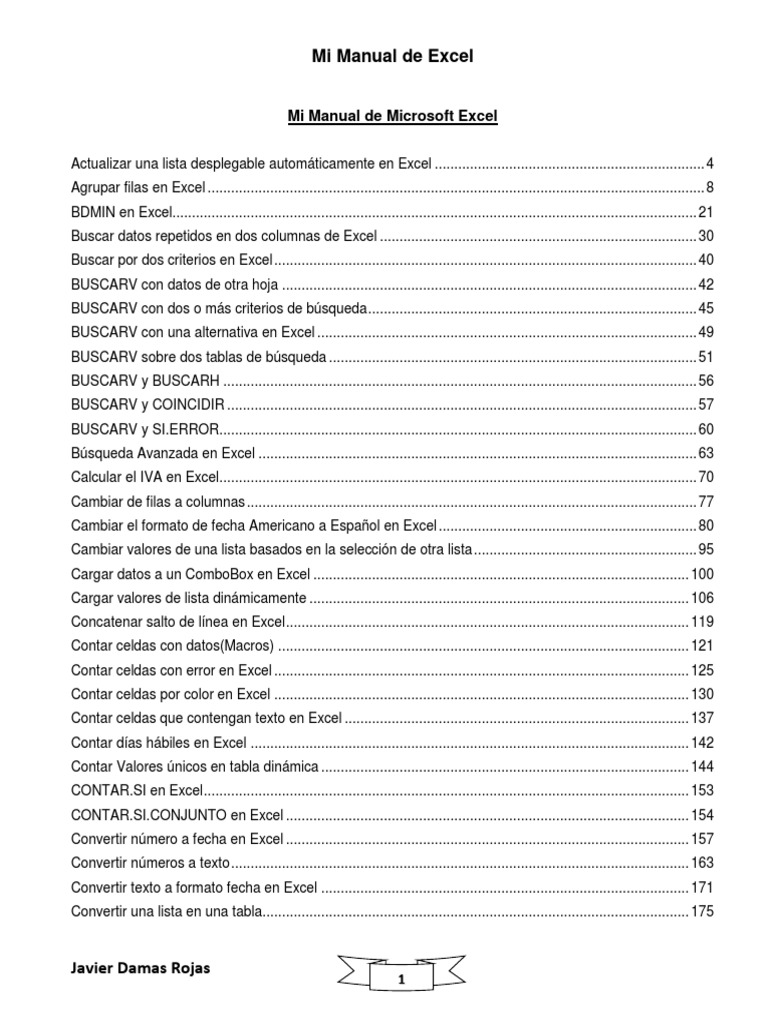 Mi Manual de Microsoft Excel | PDF | Microsoft Excel | Tabla (base de datos)