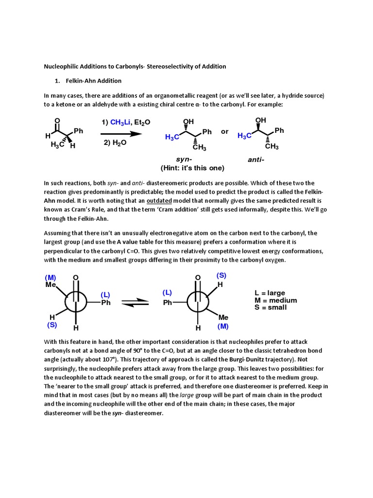 Felkin-Ahn and Cram's Rule Explained | PDF | Organic Chemistry | Chemistry