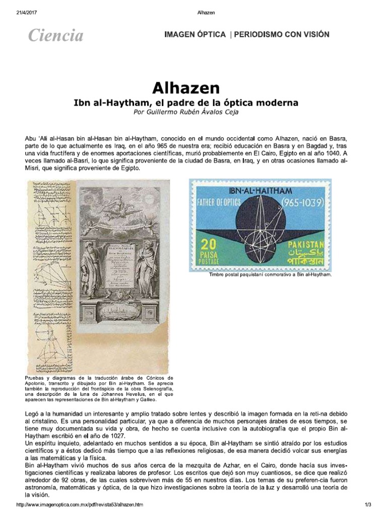Alhazan y La Optica | PDF