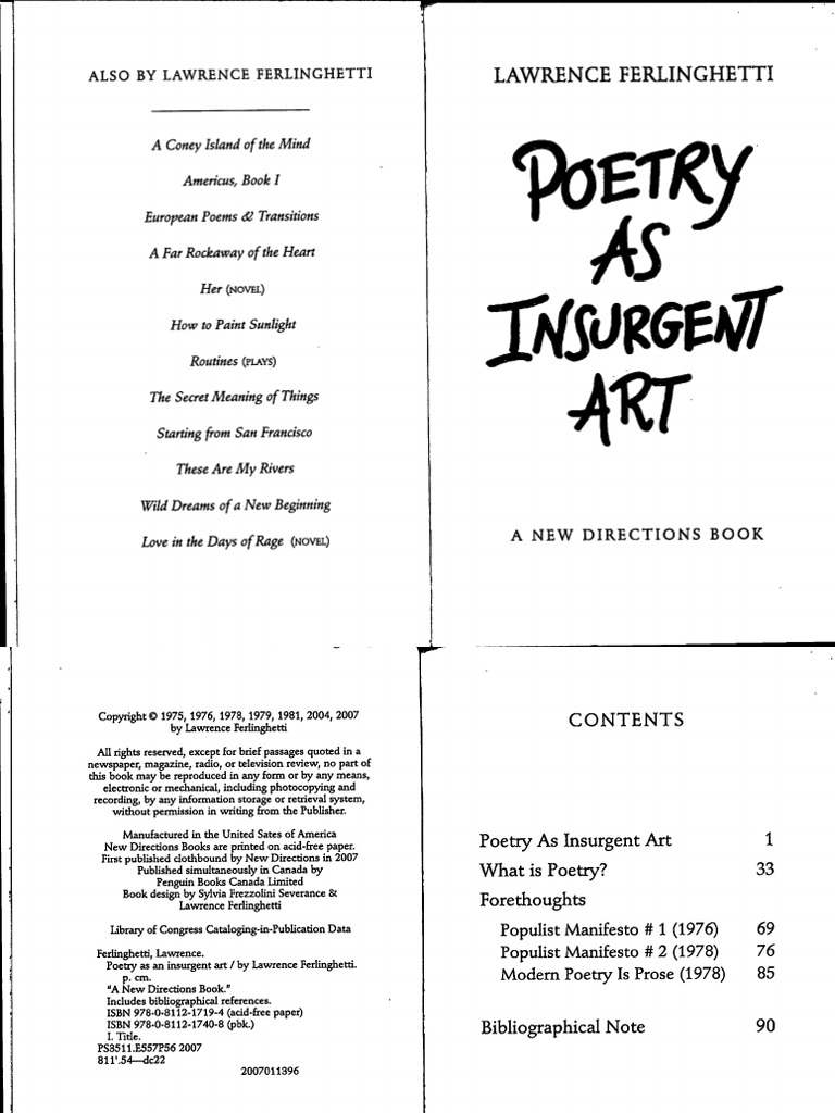 (Beat) Lawrence Ferlinghetti - Poetry As Insurgent Art (0, A New ...