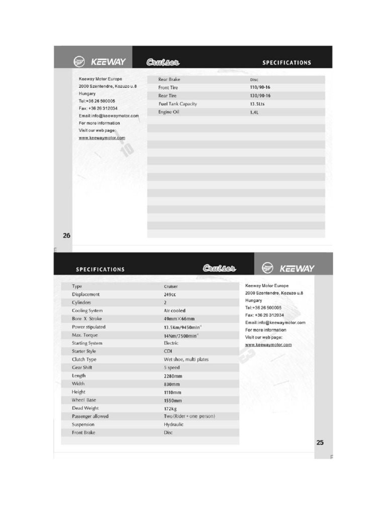 Keeway Cruiser Manual | PDF