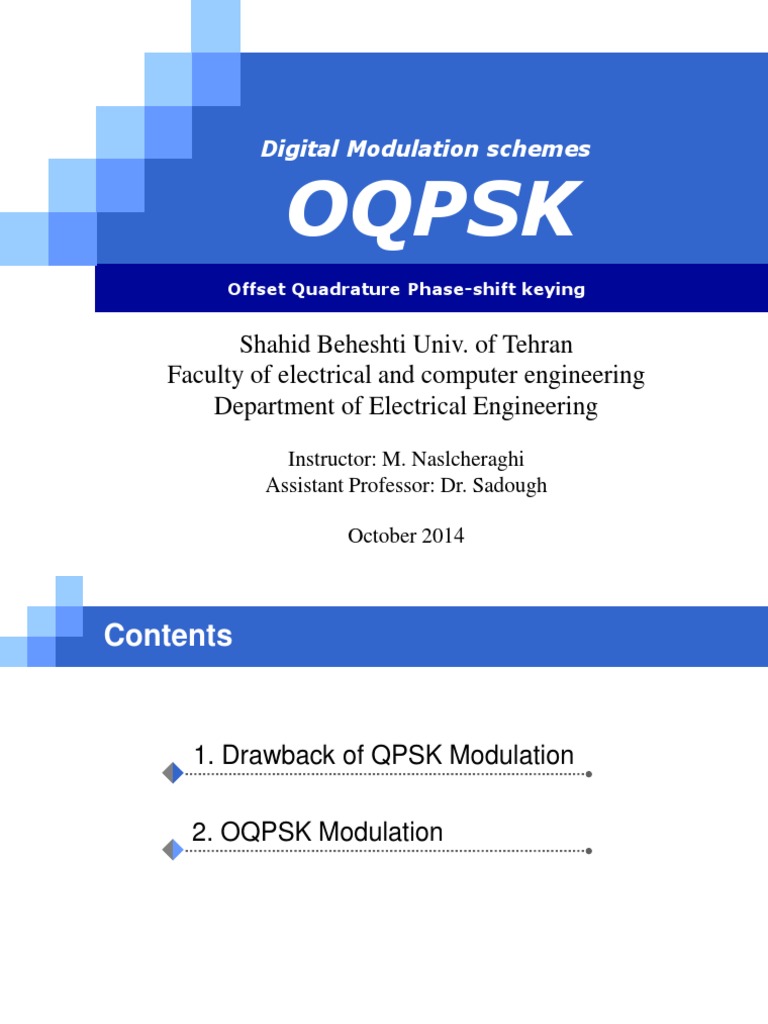 OQPSK | PDF | Modulation | Telecommunications Engineering