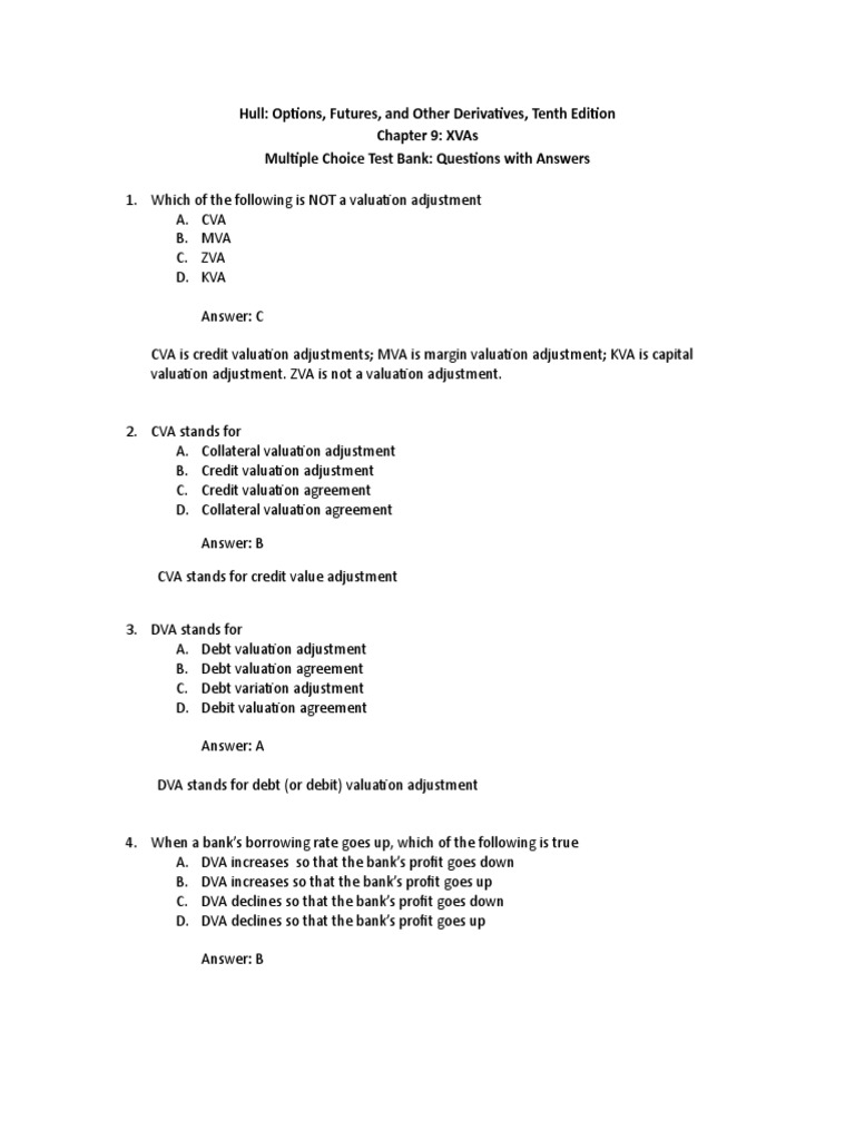 Hull OFOD10e MultipleChoice Questions and Answers Ch09 | PDF | Margin (Finance) | Derivative ...