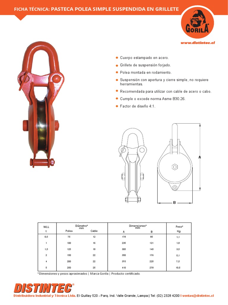 Pasteca Simple Con Grillete 5t | PDF