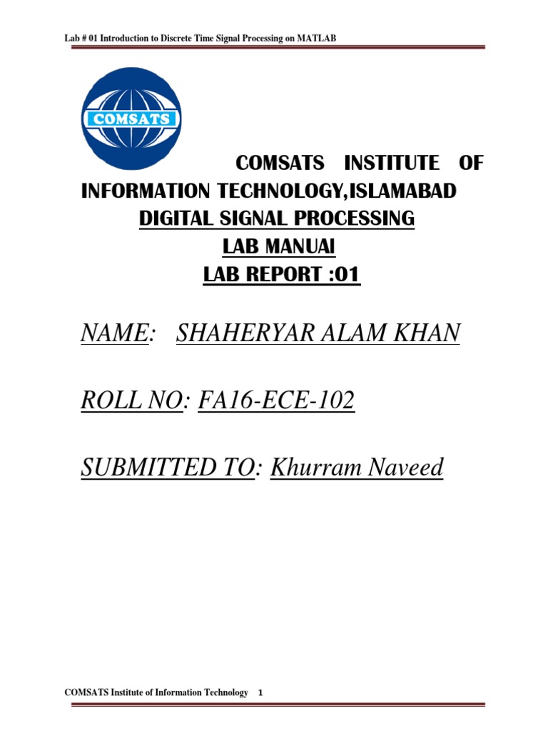 DSP Lab1 | PDF | Discrete Time And Continuous Time | Sequence