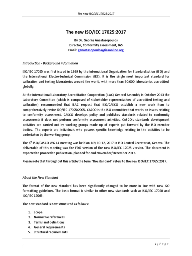 The New ISO IEC 17025 2017 | PDF | Calibration | Metrology