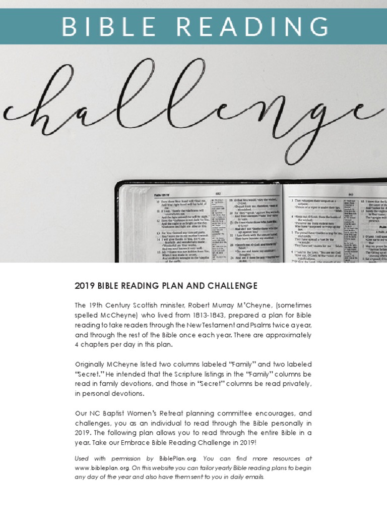 2019 Bible Reading Challenge Plan | PDF | Ezra | Bible