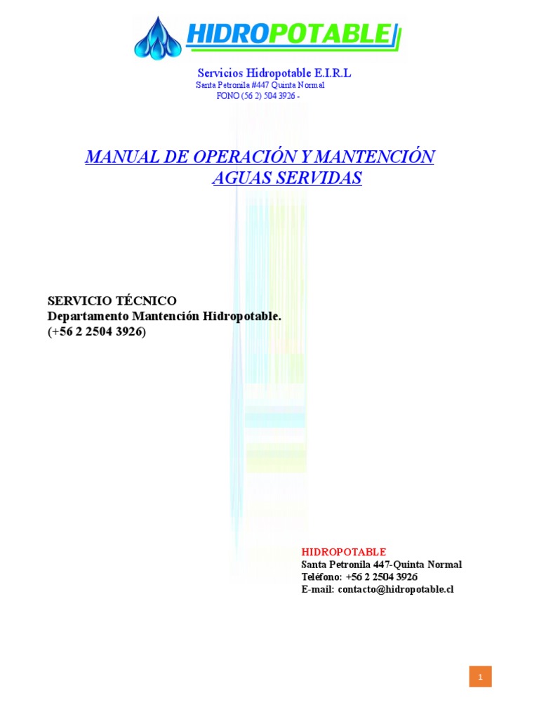 Manual Operacion Aguas Servidas | PDF | Bomba | Bienes manufacturados