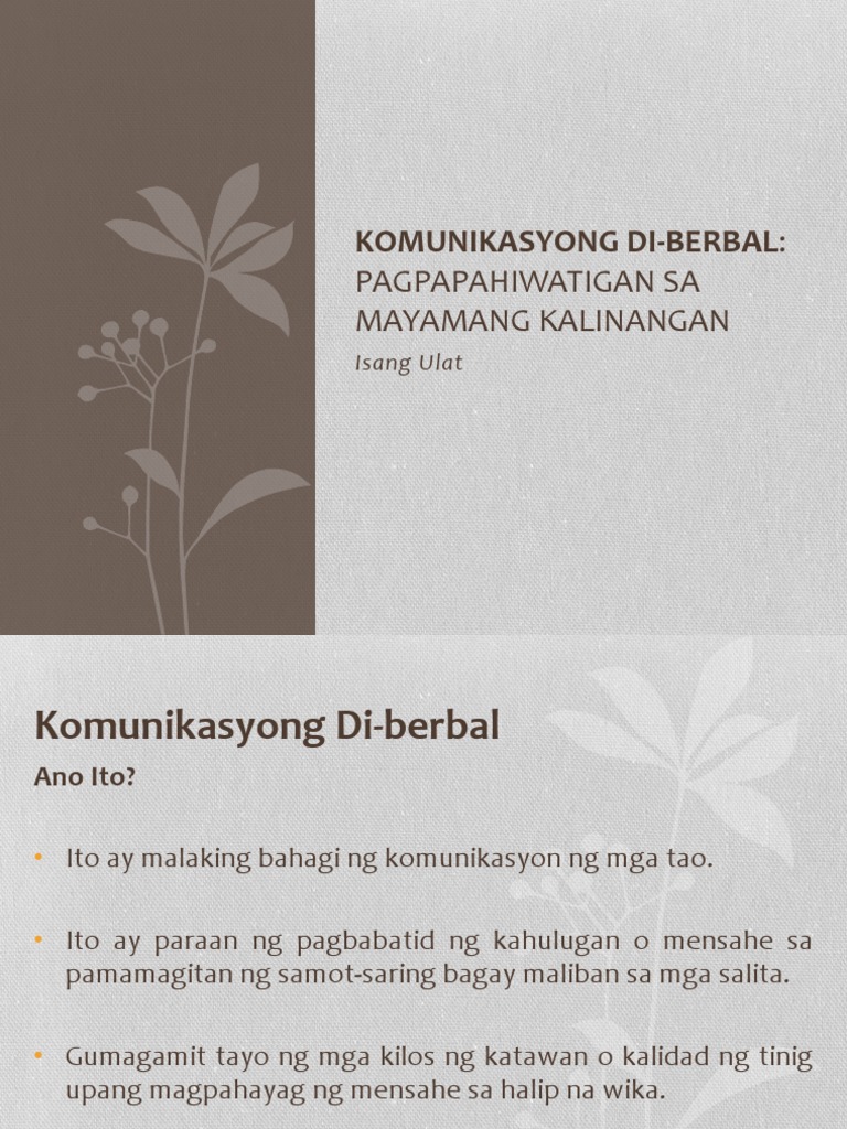 Komunikasyong Di Berbal | PDF