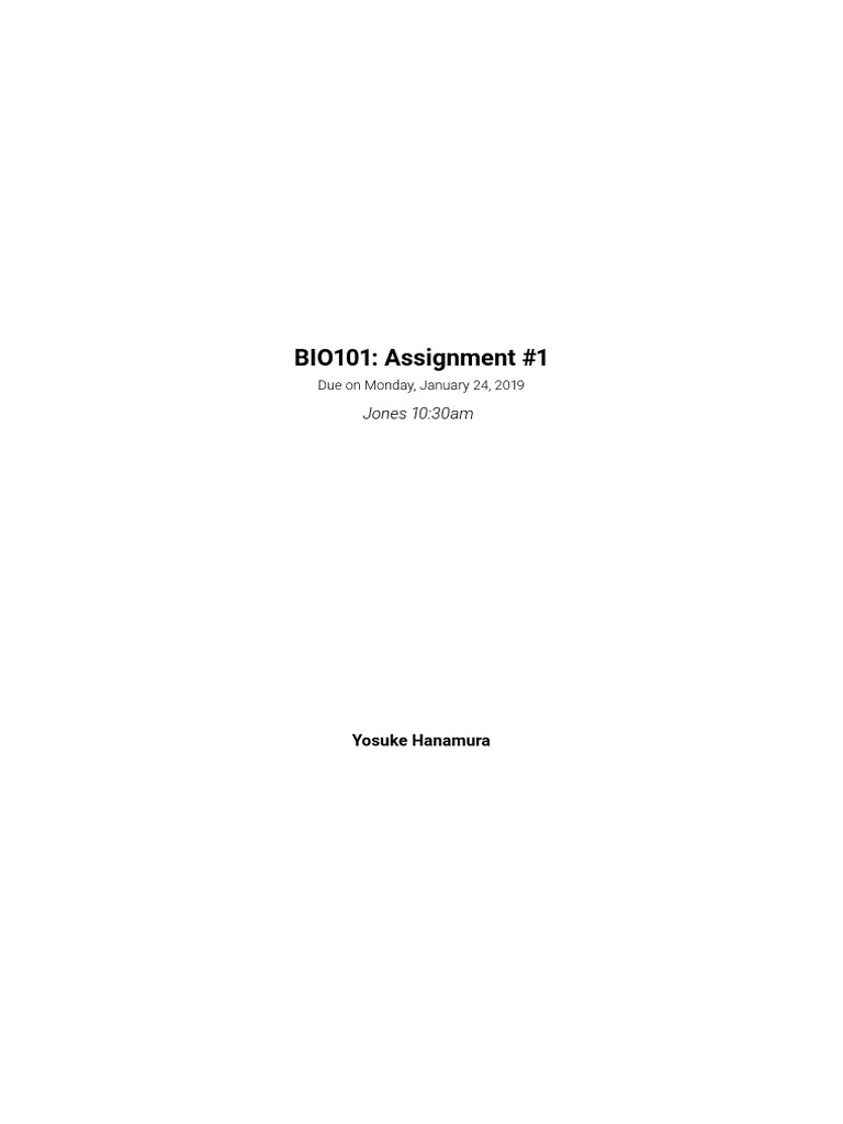 BIO101: Assignment #1: Jones 10:30am | PDF | Nature