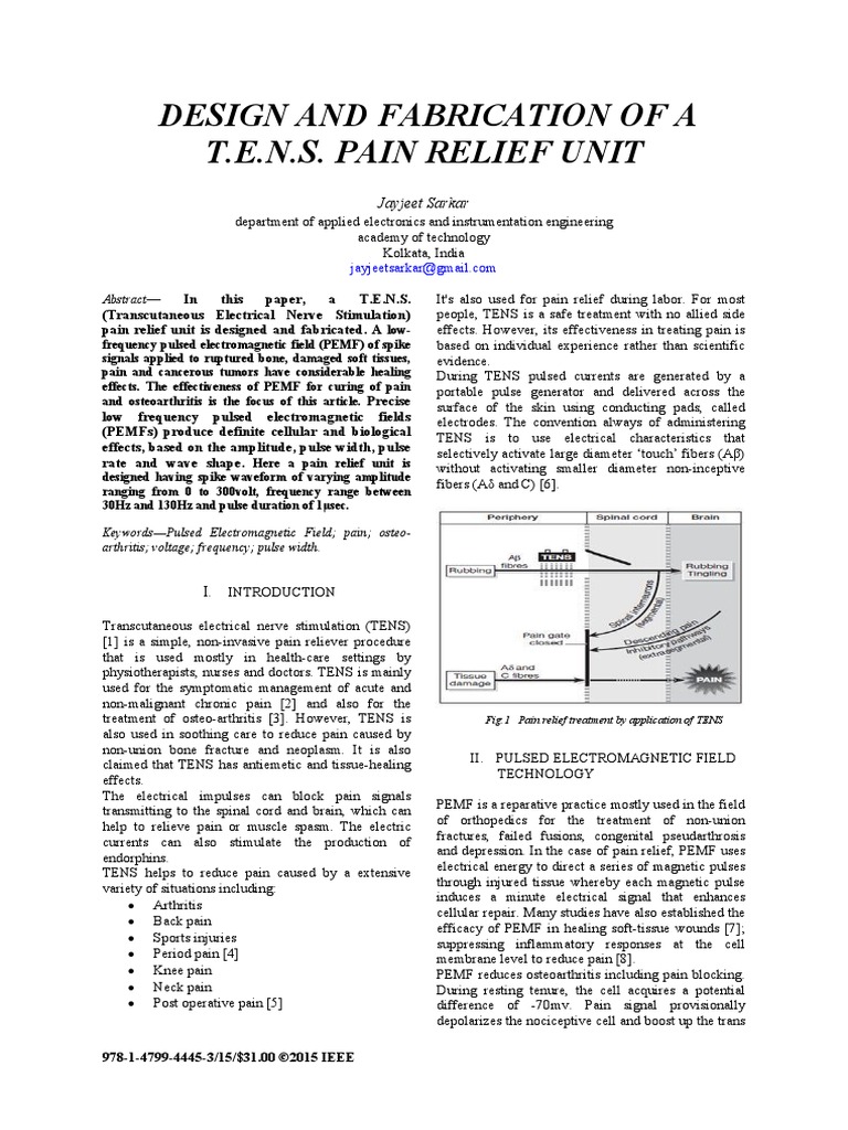 Design and Fabrication of A T.E.N.S. Pain Relief Unit: Jayjeet Sarkar ...