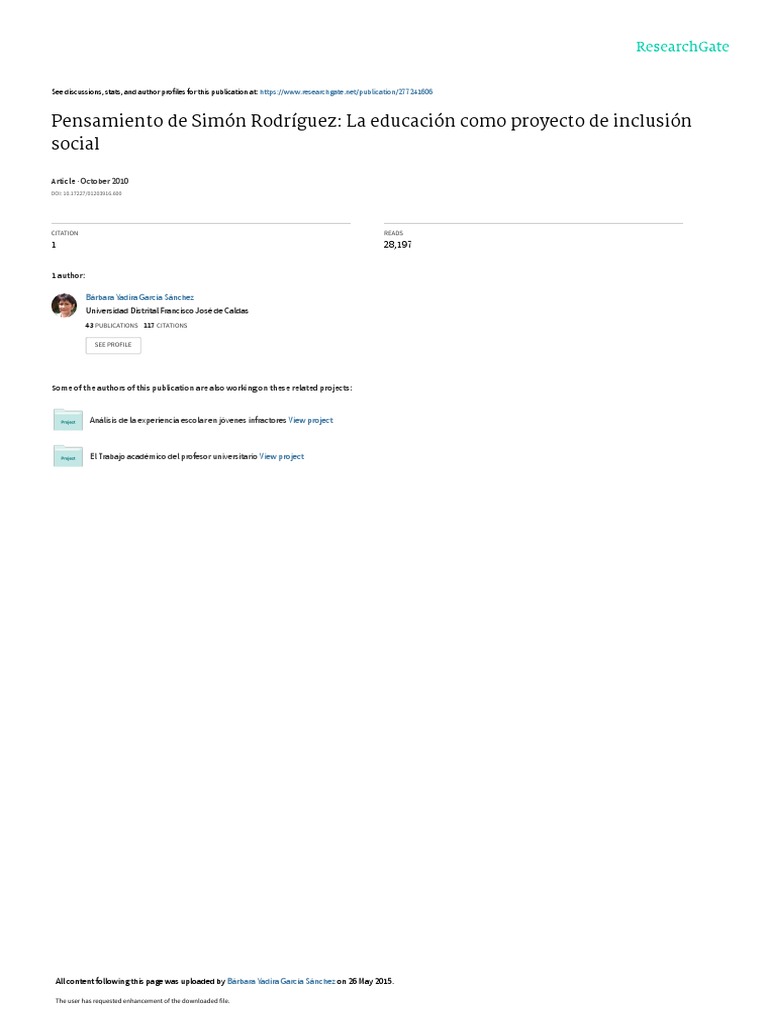 Pensamiento de Simon Rodriguez PDF | PDF | Conocimiento | Colombia