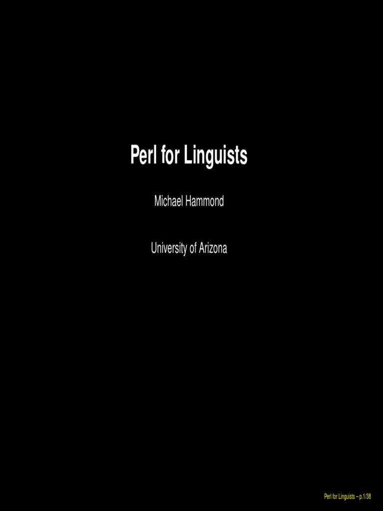 Perl For Linguists: Michael Hammond | Download Free PDF | Perl | Object ...