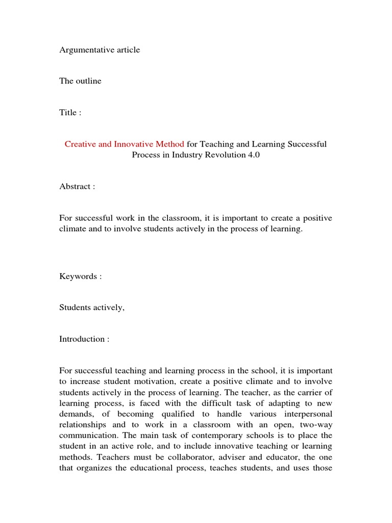 Argumentative Article Kelompok | PDF | Teachers | Psychological Theories