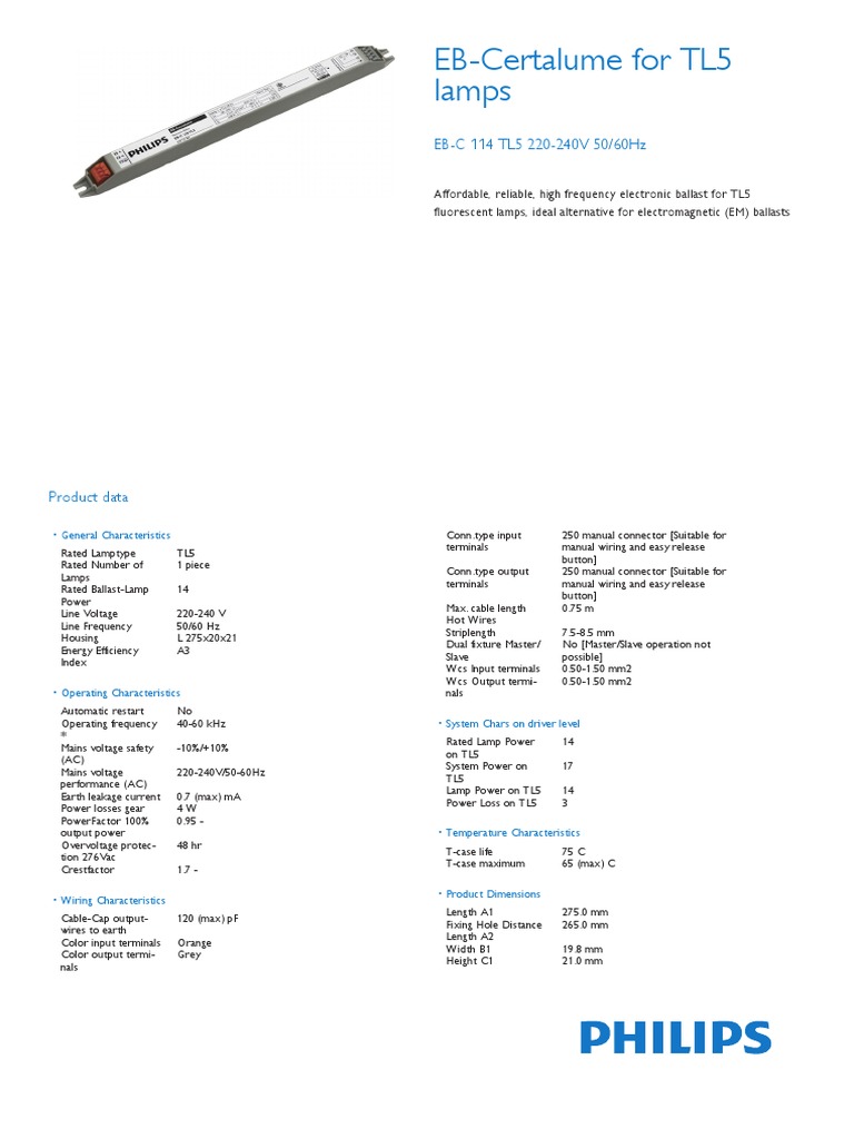 EB-Certalume For TL5 Lamps | PDF | Alternating Current | Mains Electricity